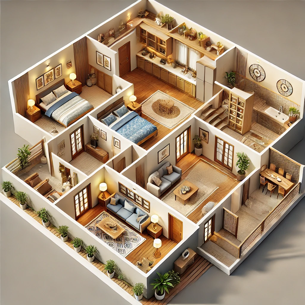 3 BHK floor plans with vastu guidelines
