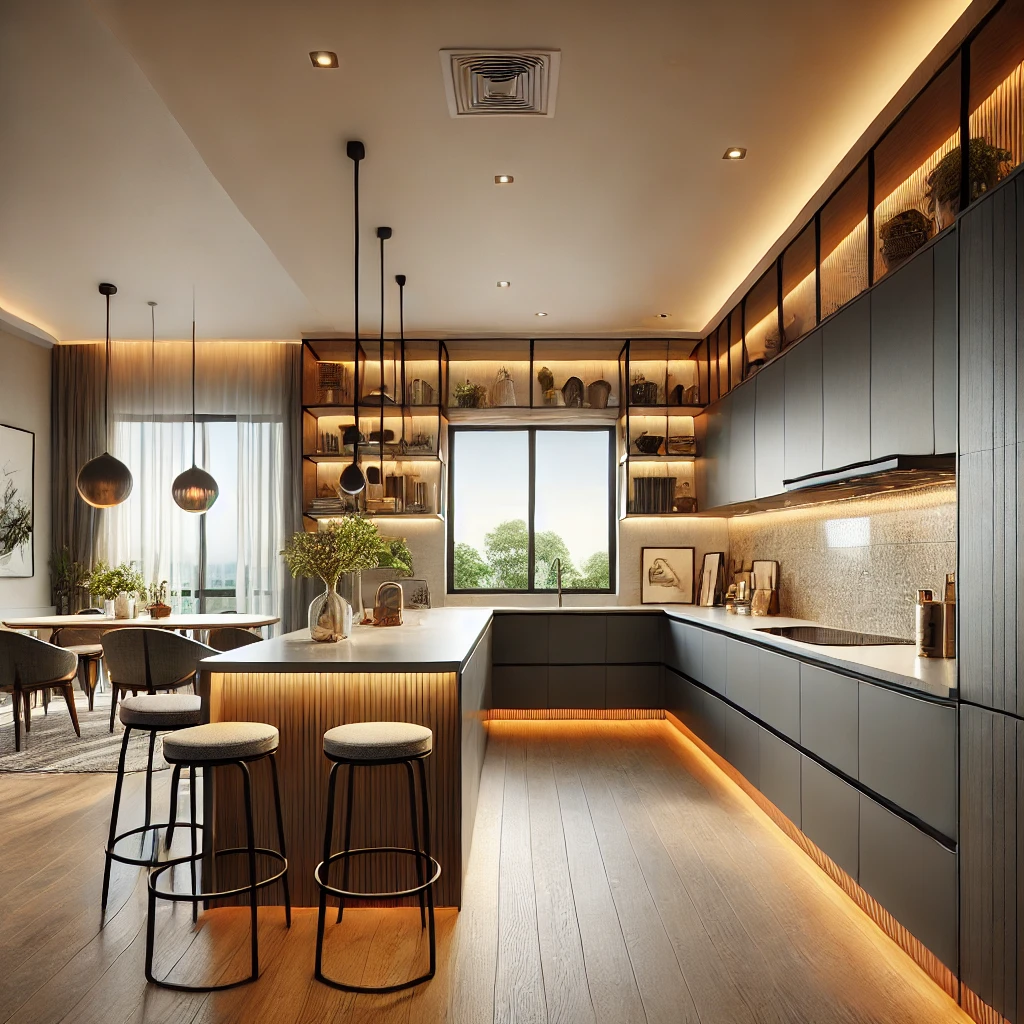3BHK Flat Luxury Kitchen Interior Design