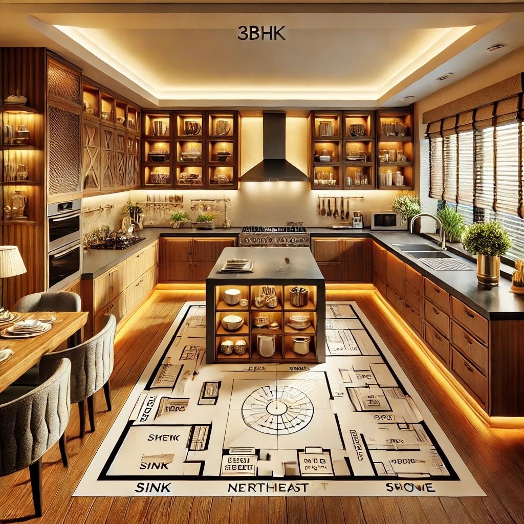 Vastu For 3BHK Luxury Kitchen, Sink And Stove